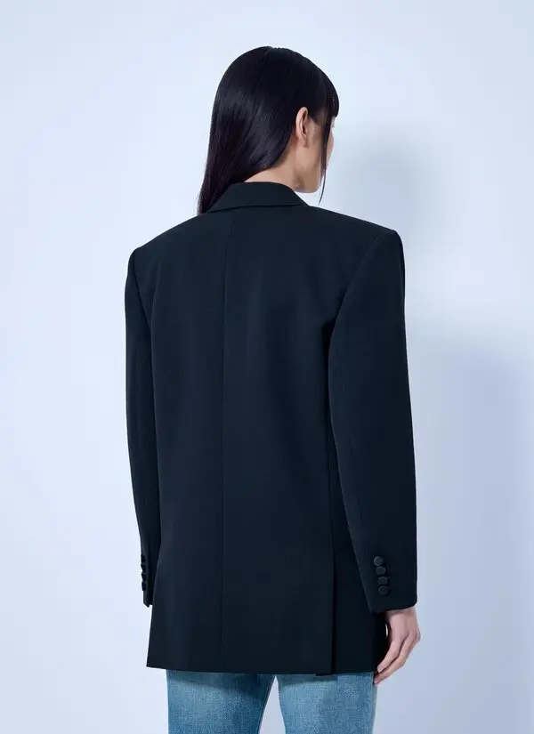 Saint Laurent Double-breasted Blazer With Satin Lapels