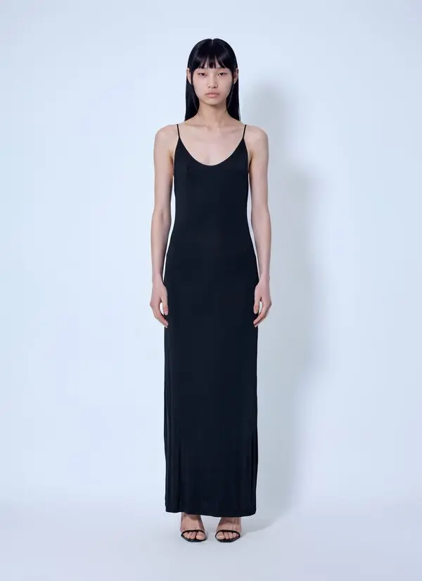 Saint Laurent Cassandre Chain Backless Dress - Black