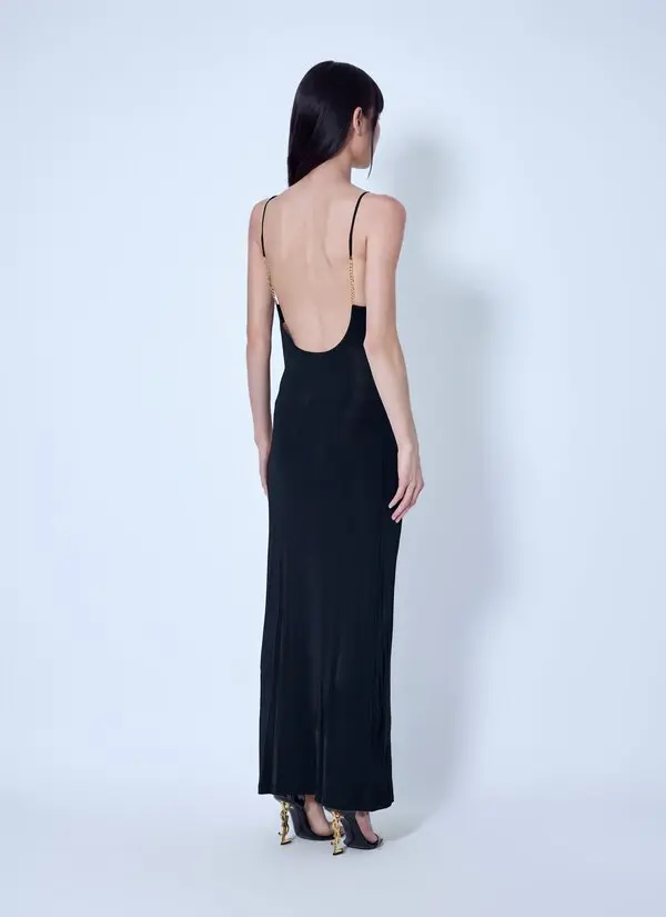 Saint Laurent Cassandre Chain Backless Dress