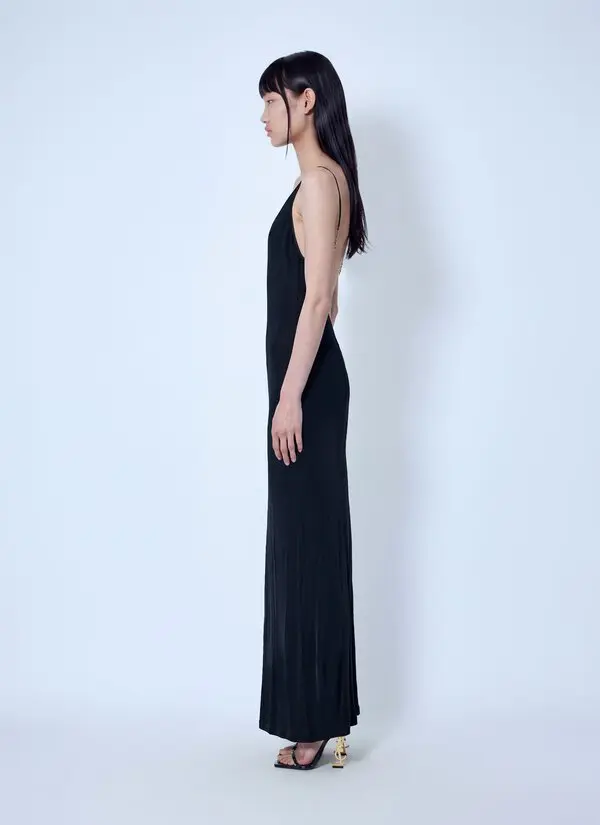 Saint Laurent Cassandre Chain Backless Dress - Black