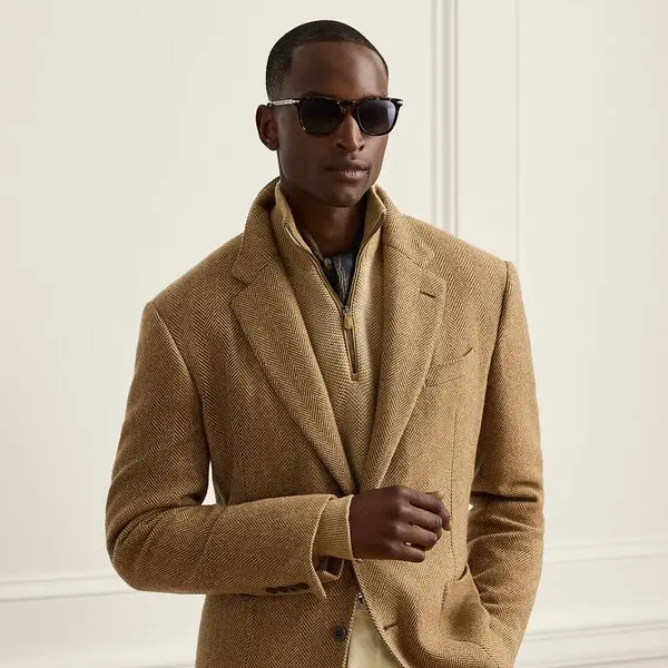 Ralph Lauren Glenn Hand-tailored Herringbone Jacket - Light Brown/camel