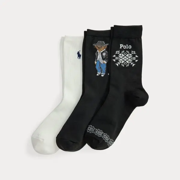 Ralph Lauren Polo Bear Snowflake Crew Sock 3-pack