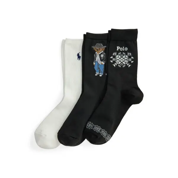 Ralph Lauren Polo Bear Snowflake Crew Sock 3-pack