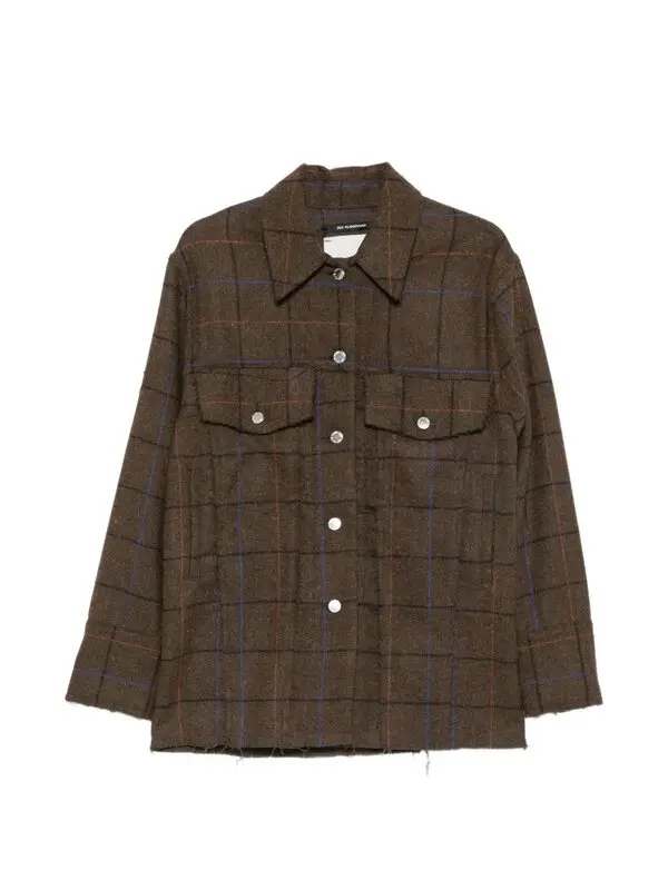 SONG FOR THE MUTE Heritage Check Long Jacket - Brown