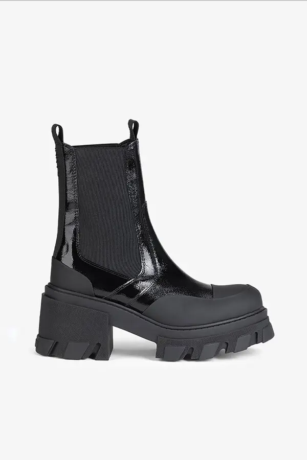 GANNI Calf Leather Chelsea Boots - Black