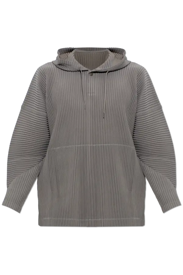 Issey Miyake Pleated Hooded Sweatshirt - Grey