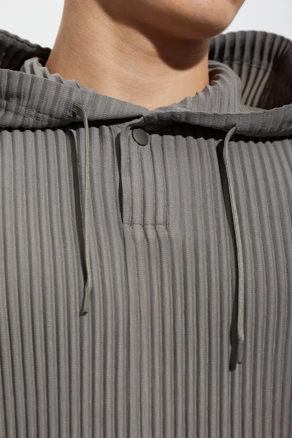 Issey Miyake Pleated Hooded Sweatshirt