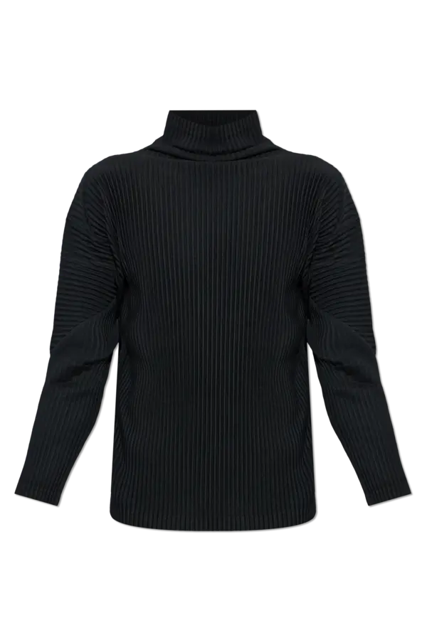 Issey Miyake Pleated Mock Neck Top