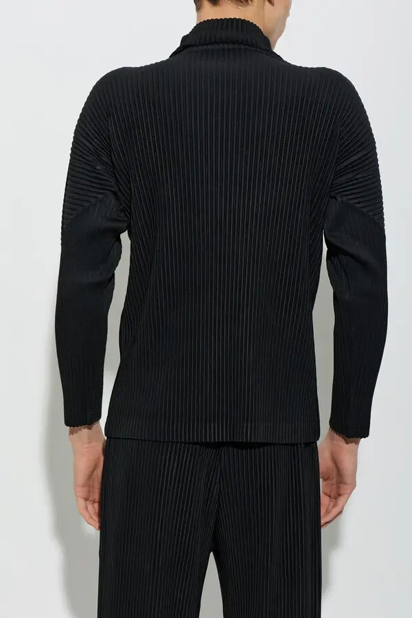 Issey Miyake Pleated Mock Neck Top