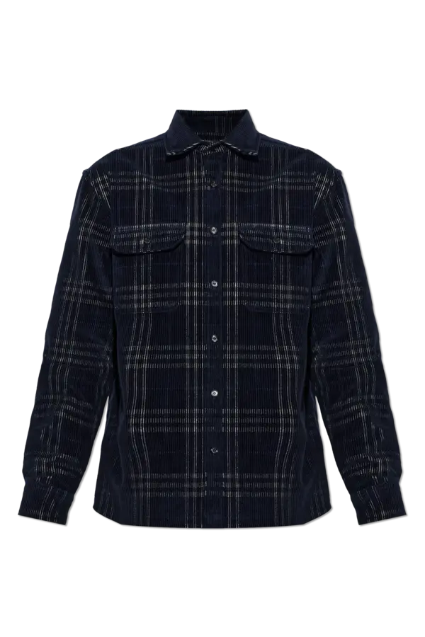 Burberry Corduroy Shirt With Pockets - Navy Blue