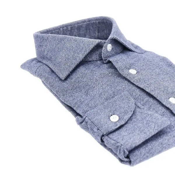 BORRIELLO NAPOLI Diagonal Striped Twill Shirt