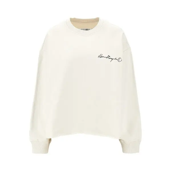 MAISON MARGIELA Calligraphic Logo Print Weathirt - Beige
