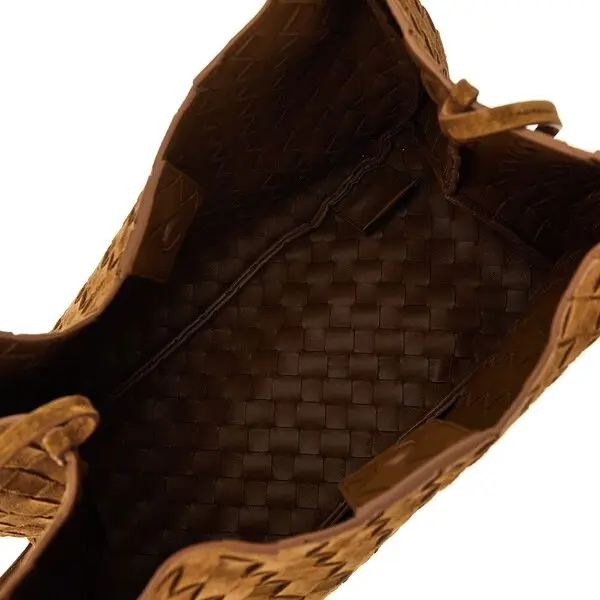 Bottega Veneta Intrecciato Suede Leather 'campana' Bag - Brown