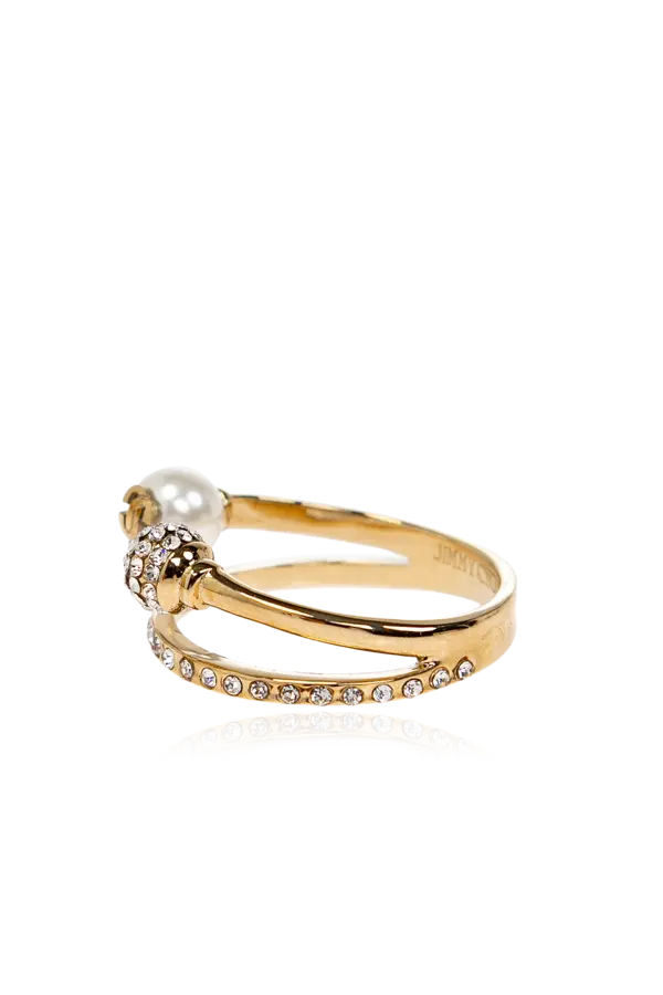 JIMMY CHOO Brass Ring With Crystals