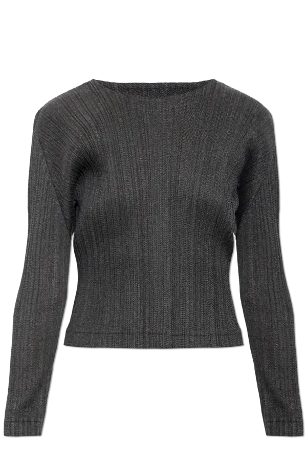 Issey Miyake Pleated Long-sleeve Top - Grey