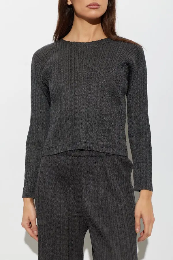 Issey Miyake Pleated Long-sleeve Top