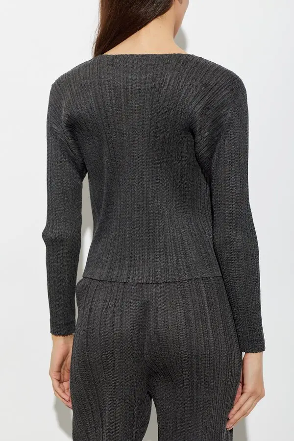 Issey Miyake Pleated Long-sleeve Top