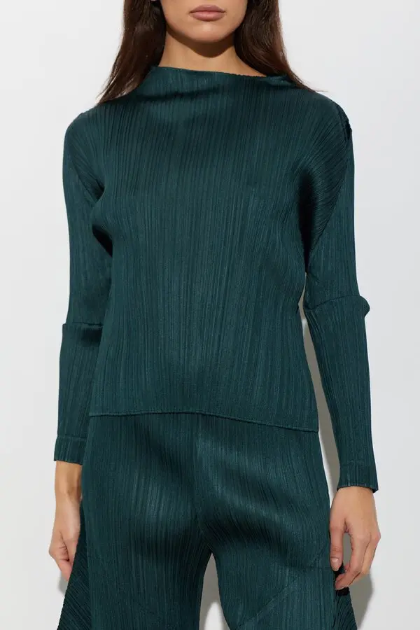 Issey Miyake Pleated Top With Long Sleeves