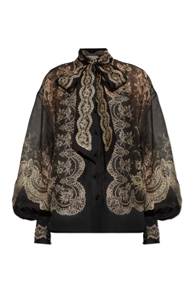 Zimmermann Tied-neck Shirt - Black