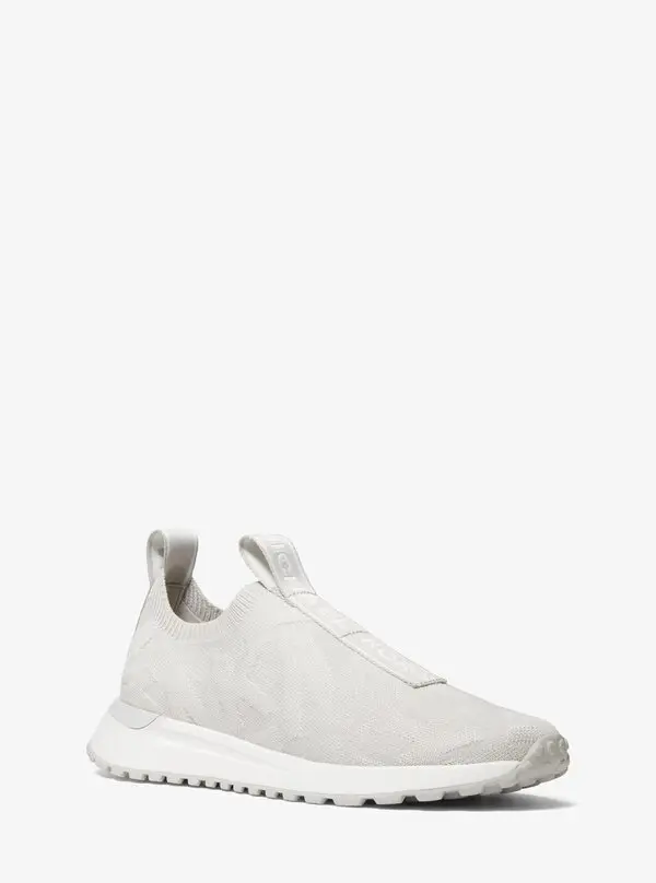 Michael Kors Bodie Logo Embossed Stretch Knit Slip-on Trainer In Size By