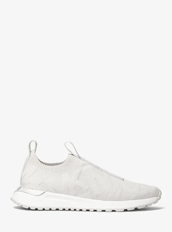 Michael Kors Bodie Logo Embossed Stretch Knit Slip-on Trainer In Size By