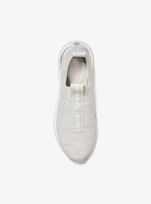 Michael Kors Bodie Logo Embossed Stretch Knit Slip-on Trainer In Size By