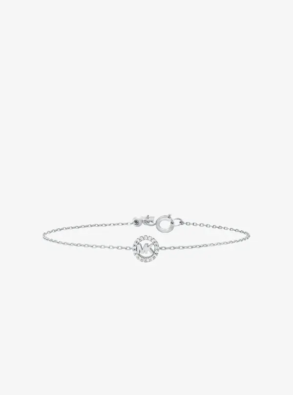 Michael Kors Pavé Logo Charm Bracelet In By - Silver