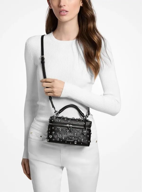 Michael Kors Jana Extra-small Studded Satin Crossbody Bag In By