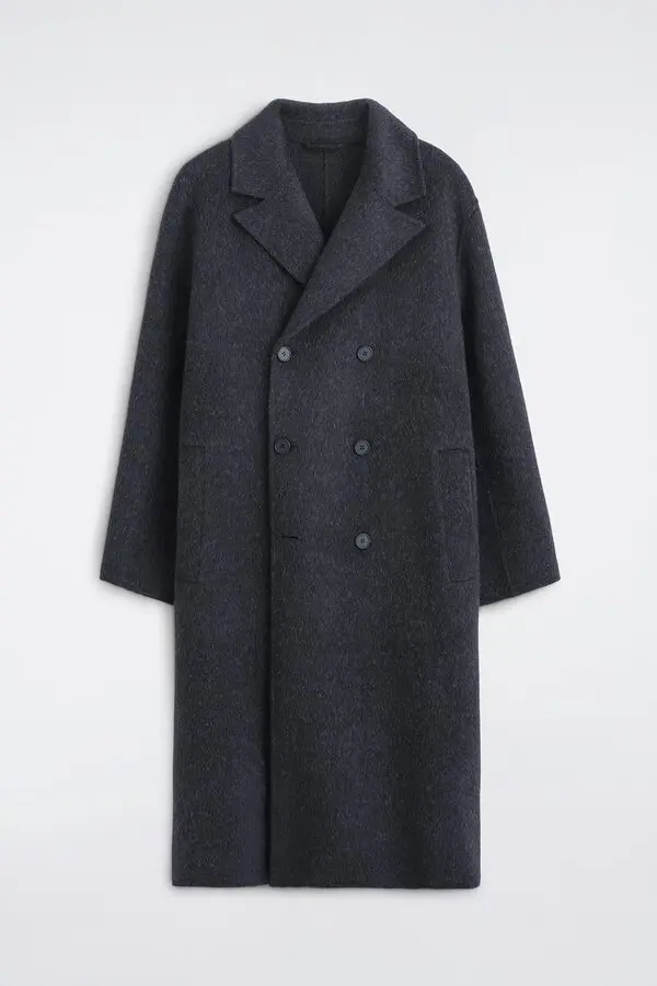 Cos Double-faced Wool-blend Long Coat - Navy