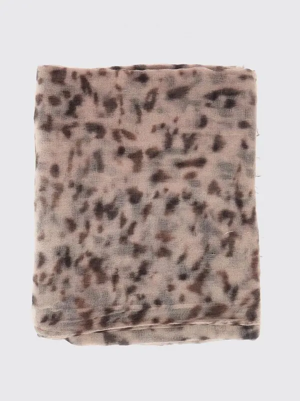 Brunello Cucinelli Rectangular Cashmere Scarf With Animalier Print - Beige