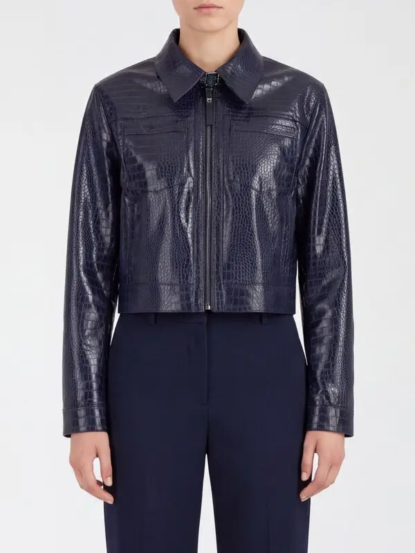 Pinko Short Faux Leather Jacket With Crocodile Effect And Zip Closure