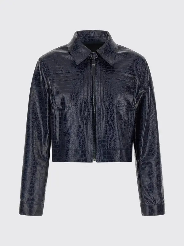 Pinko Short Faux Leather Jacket With Crocodile Effect And Zip Closure