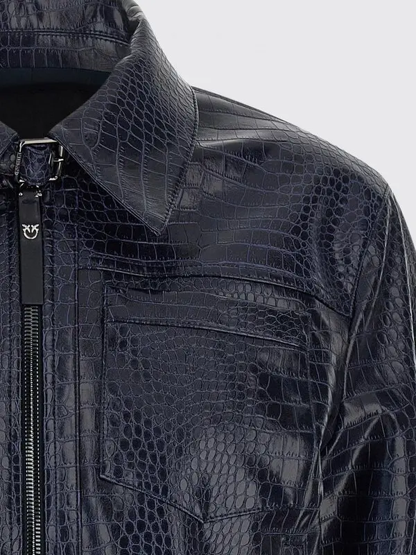Pinko Short Faux Leather Jacket With Crocodile Effect And Zip Closure