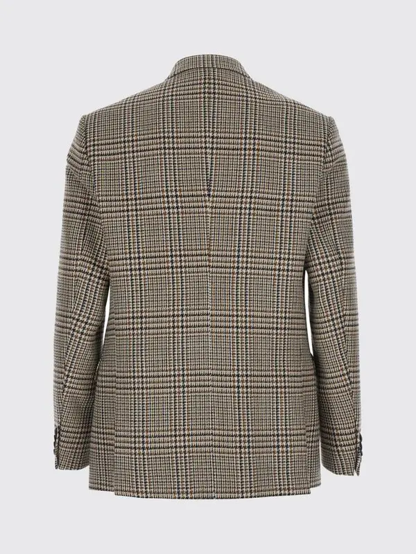 Emporio Armani Double-breasted Virgin Wool Blazer With Houndstooth Pattern