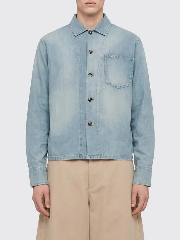 JW Anderson Casual Cotton Denim Shirt With French Collar And Patch Pocket - Blue