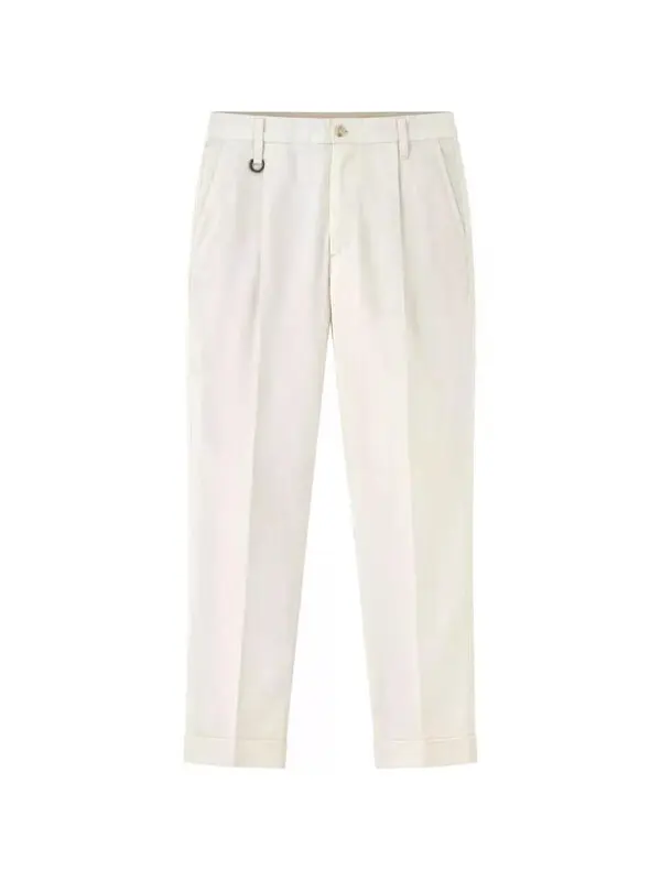 PAOLO PECORA Pleated Turn-up Trousers - White