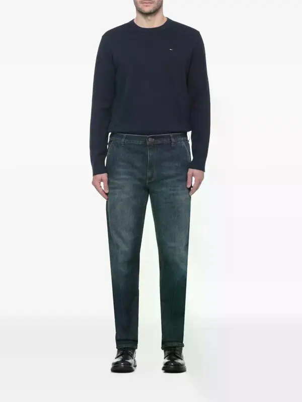 Tommy Hilfiger Logo-embroidered Crew-neck Sweater - Blue