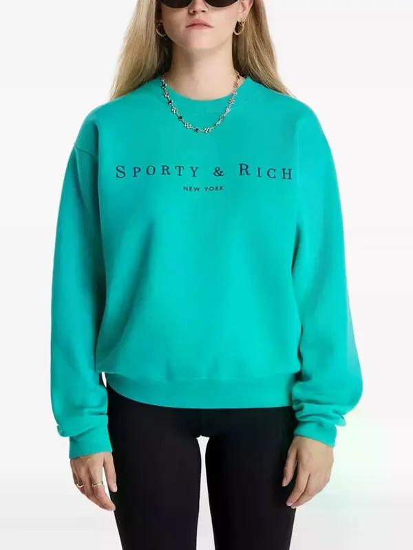 Sporty & Rich Embroidered Crew-neck Sweater - Green
