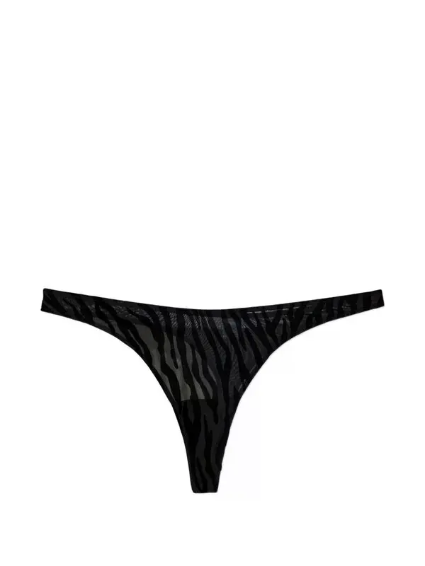 HEIST Nieve Flocked Mesh Thong - Black