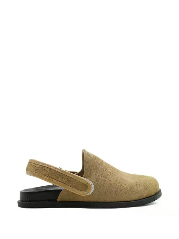 Good News Croc-effect Slingback Mules - Brown