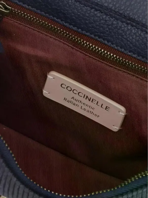 COCCINELLE Corduroy-effect Leather Shoulder Bag - Blue