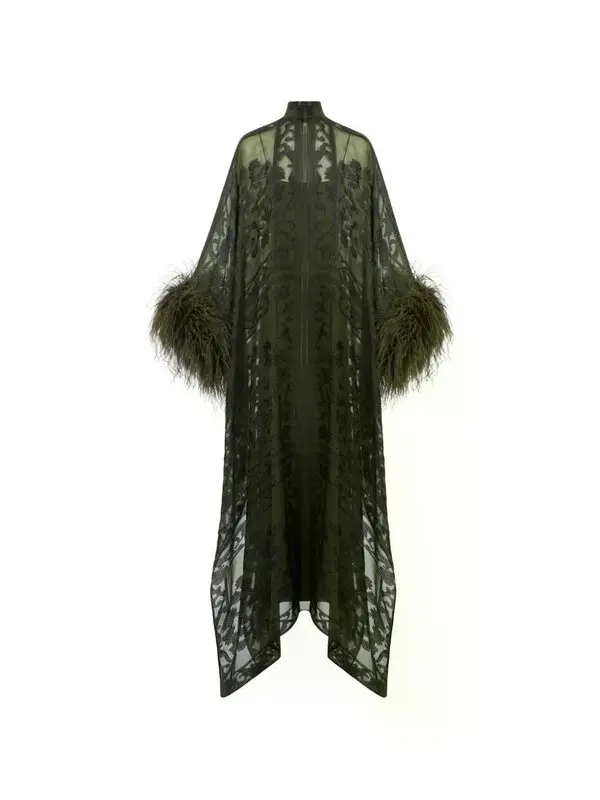 TALLER MARMO Penelope Feather-trim Maxi Dress - Green