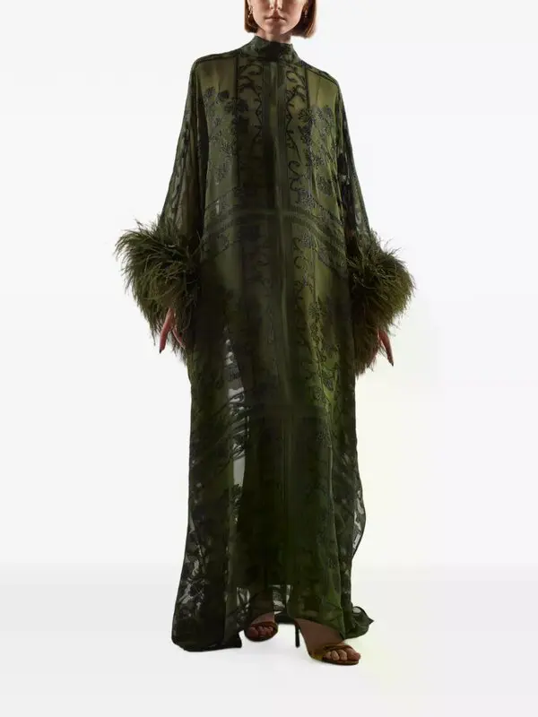 TALLER MARMO Penelope Feather-trim Maxi Dress