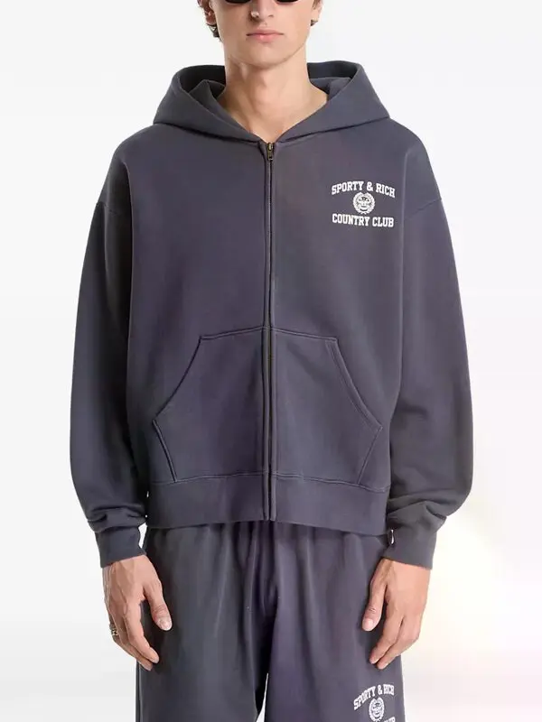 Sporty & Rich Varsity Crest Zip-up Hoodie