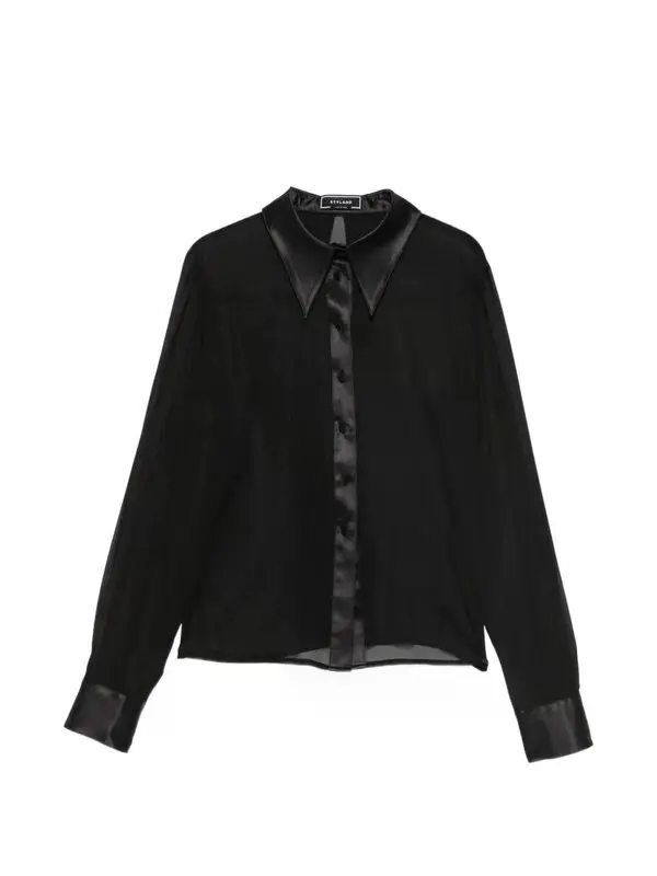 STYLAND Sheer Silk-chiffon Shirt - Black