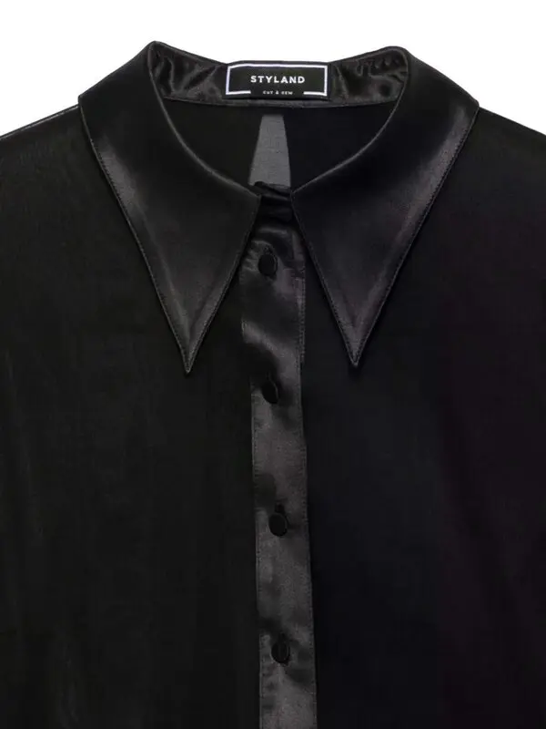 STYLAND Sheer Silk-chiffon Shirt