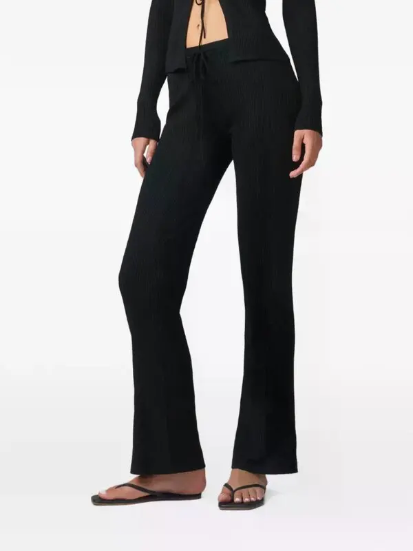 Kiki De Montparnasse Rib-knit Wide-leg Trousers - Black