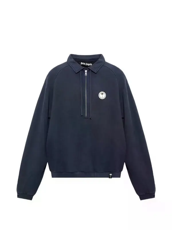 Palm Angels Palm Shadow Zipped Crew Polo Shirt - Blue