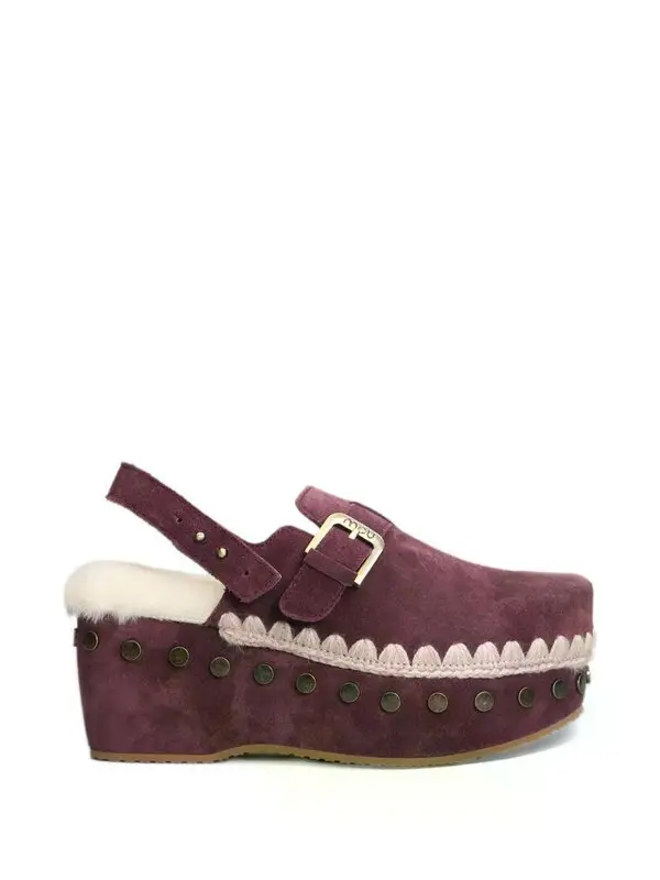 Mou Zeppe Studded Crochet-trim Sandals - Red