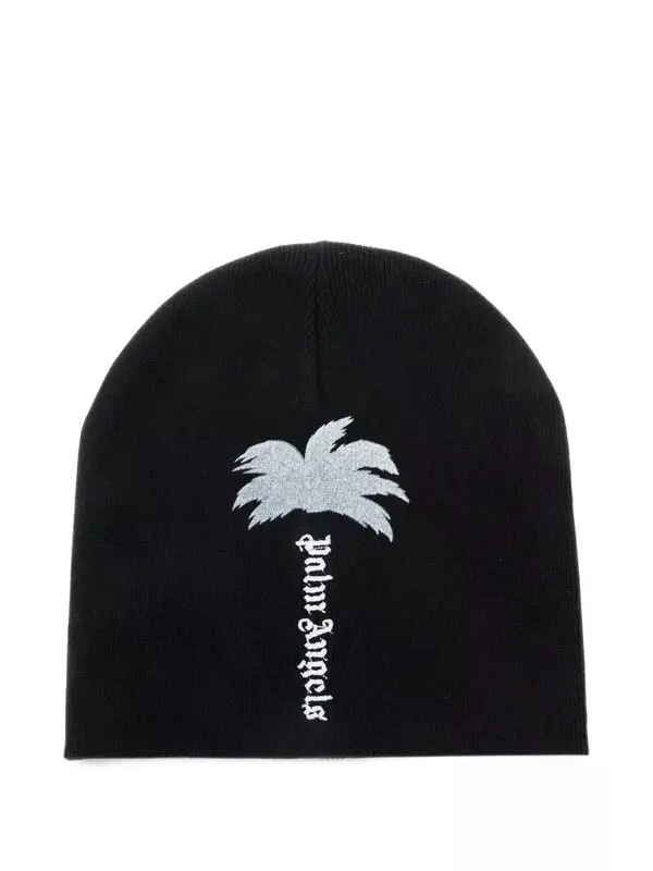 Palm Angels Big Palm Tree Beanie Hat - Black